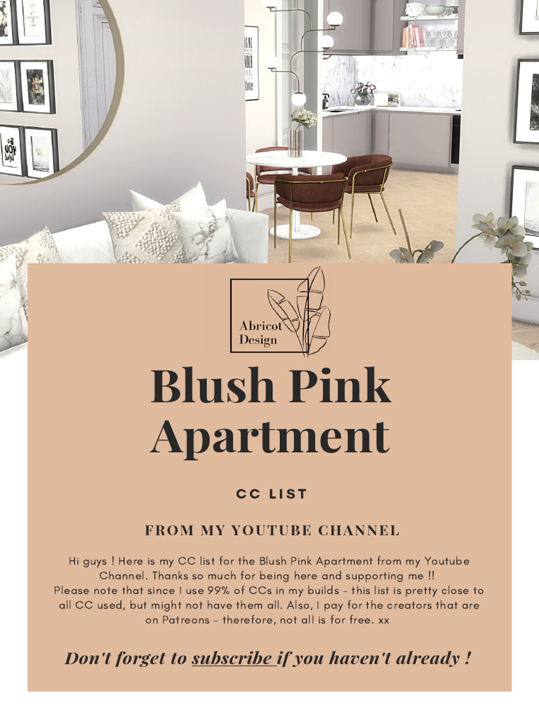 Blush Pink Apartment CC List | PDF | Room | Bathroom