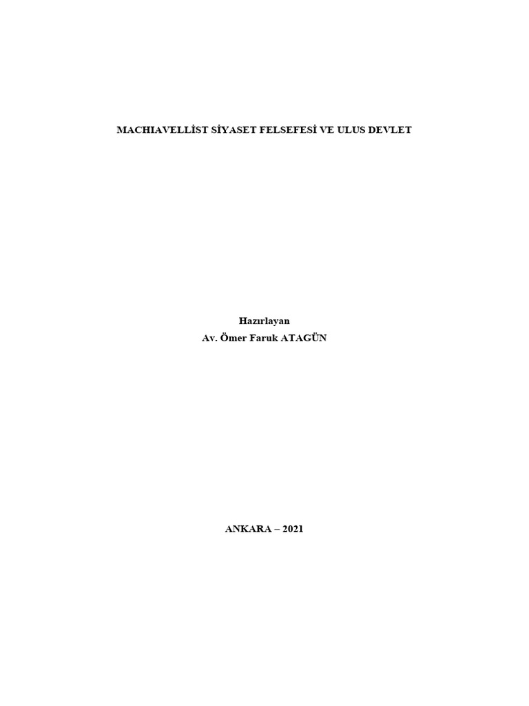 Machiavelli Ve Ulus Devlet | PDF