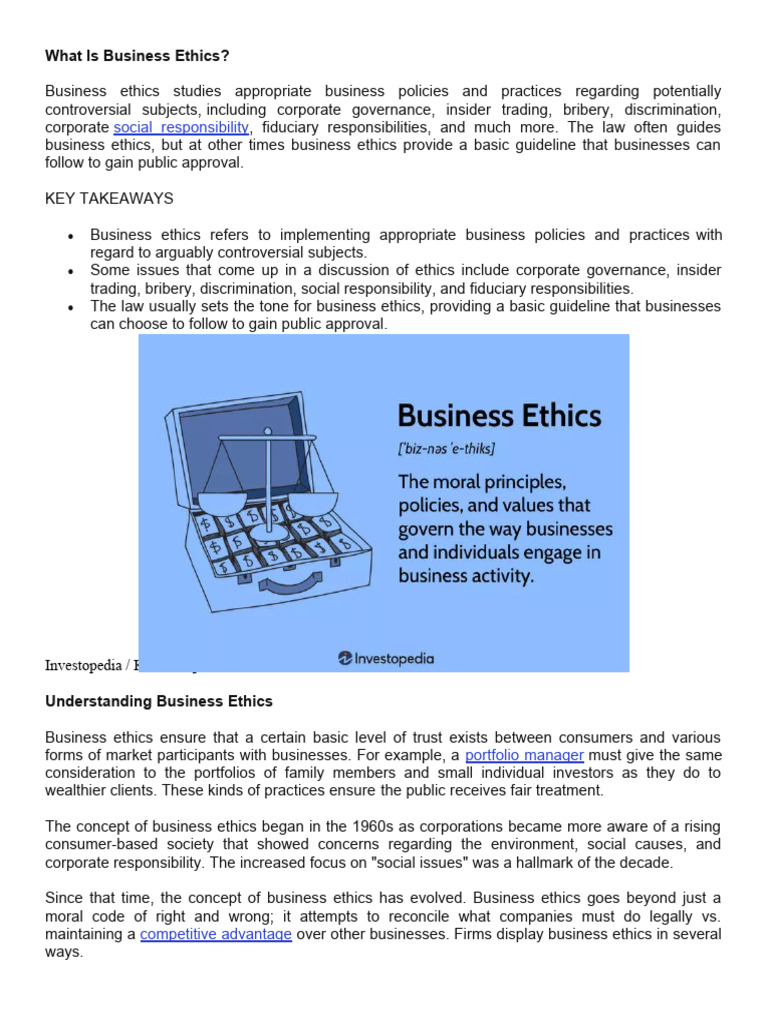 What Is Business Ethics | Download Free PDF | Entrepreneurship ...