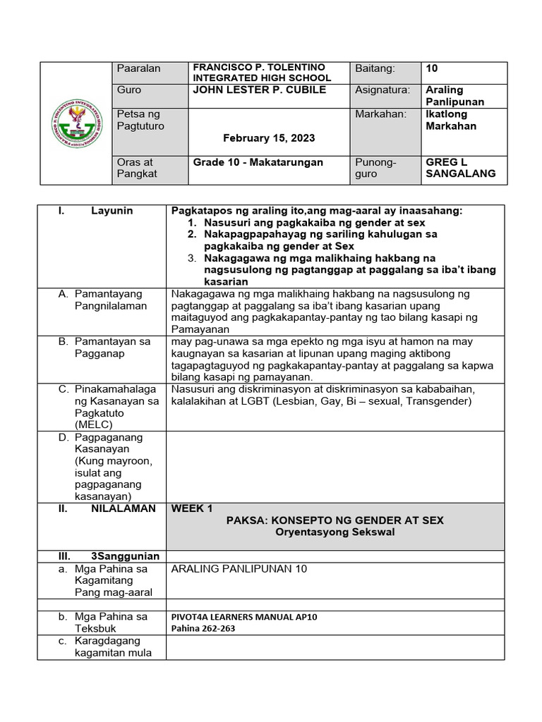 W 1 D 1 Dlp Konsepto Ng Gender At Sex Pdf