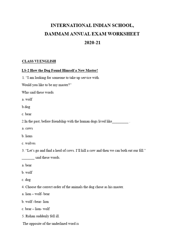Answer Key - Worksheet - Vi English | PDF