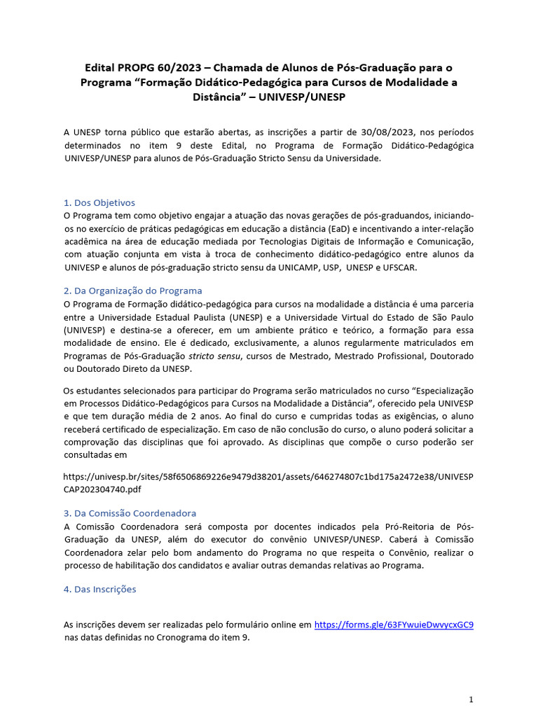Edital 60 20232 Univesp Unesp | PDF