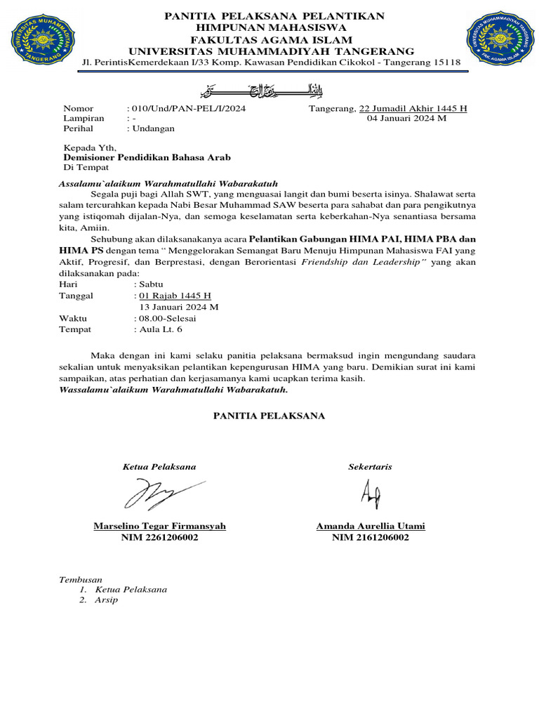 010 - Undangan Demisioner PBA | PDF