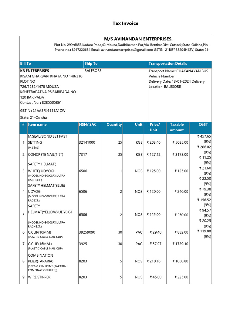 Tax Invoice - 23-24 0326 - 13 - 01 - 24 | PDF | Manufactured Goods ...