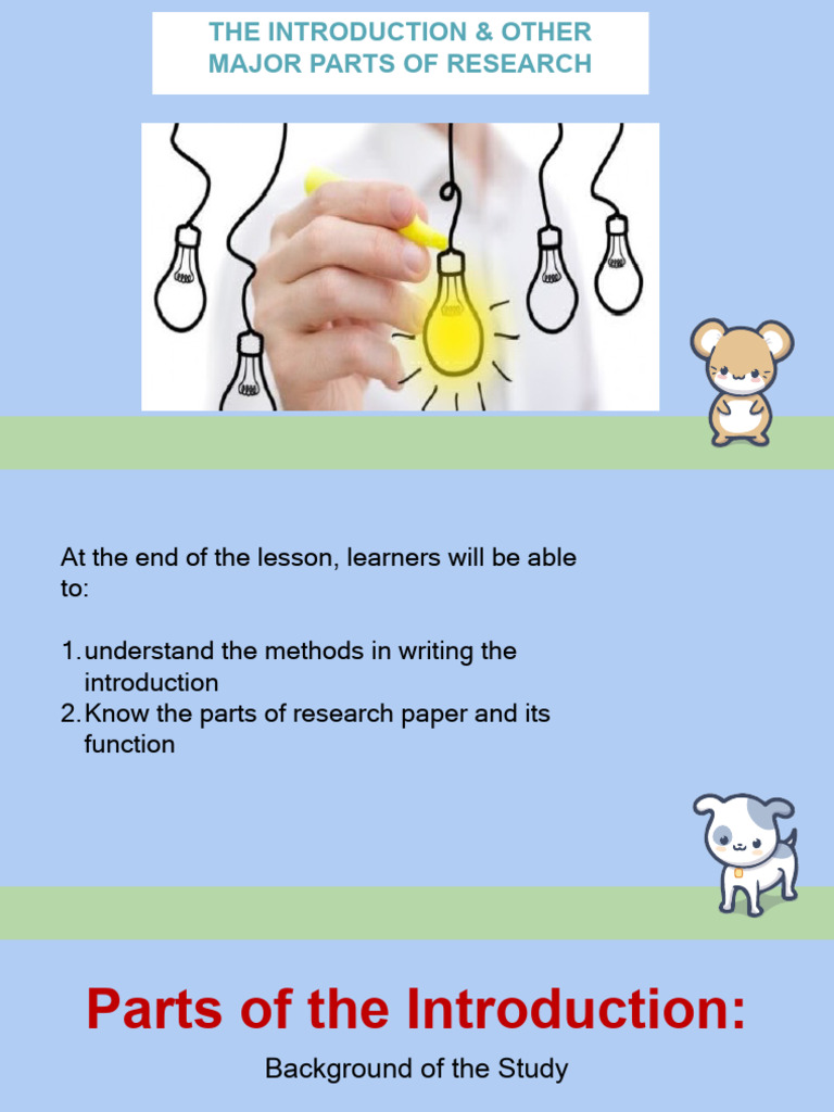 PPT4 - Parts of A Research | PDF | Methodology | Hypothesis