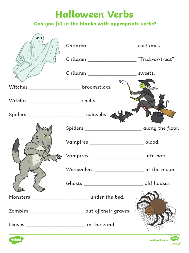 Halloween Action Verbs for Kids | PDF | General Fiction