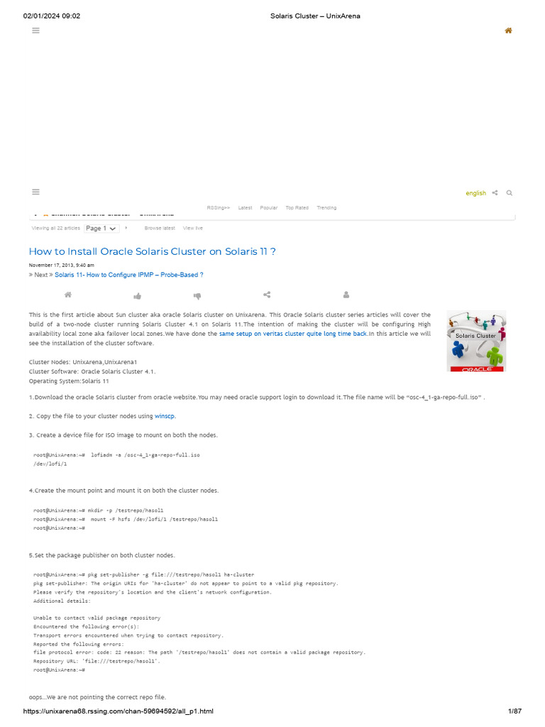 Solaris Cluster - UnixArena | PDF | Computer Cluster | Database Index