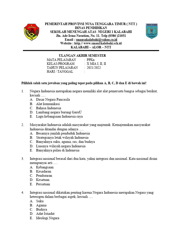 Soal Pas X Pdf