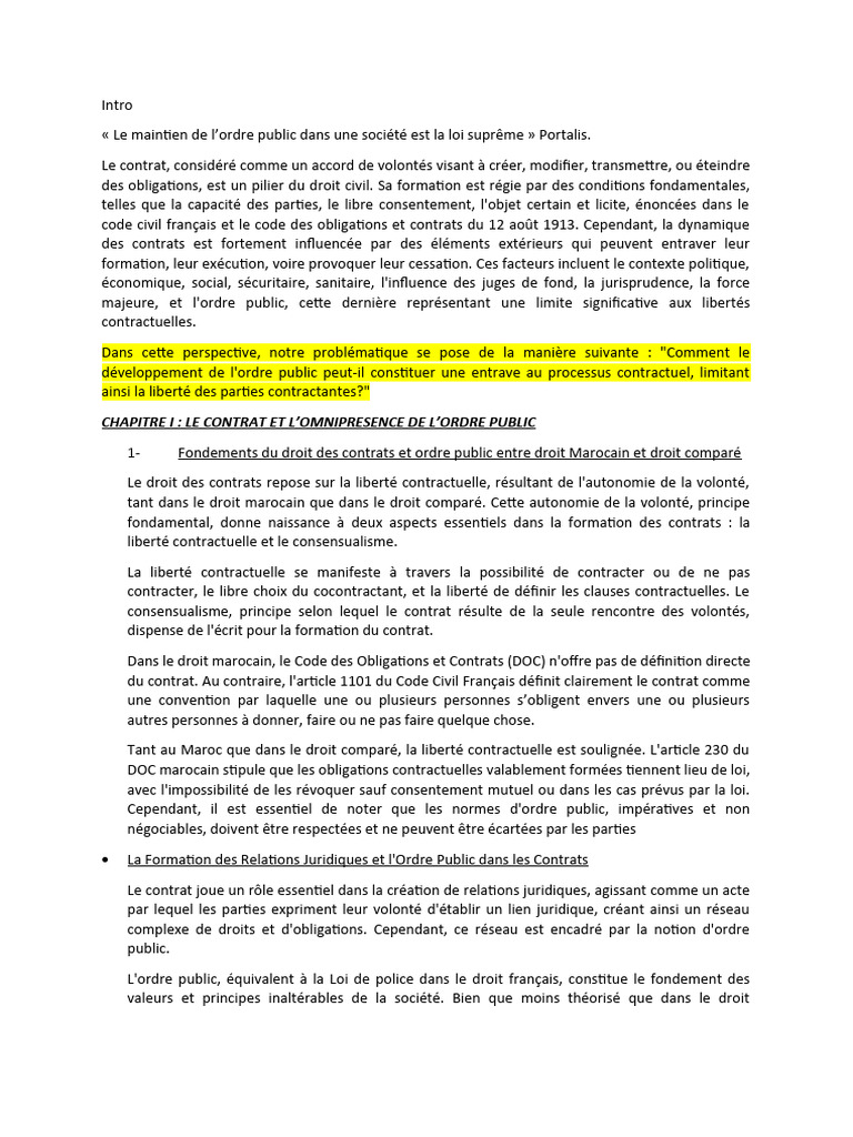 LE CONTRAT ET LE DEVELOPPEMENT DE L'ORDRE Resumer | PDF LE CONTRAT ET LE DEVELOPPEMENT DE L'ORDRE Resumer | PDF