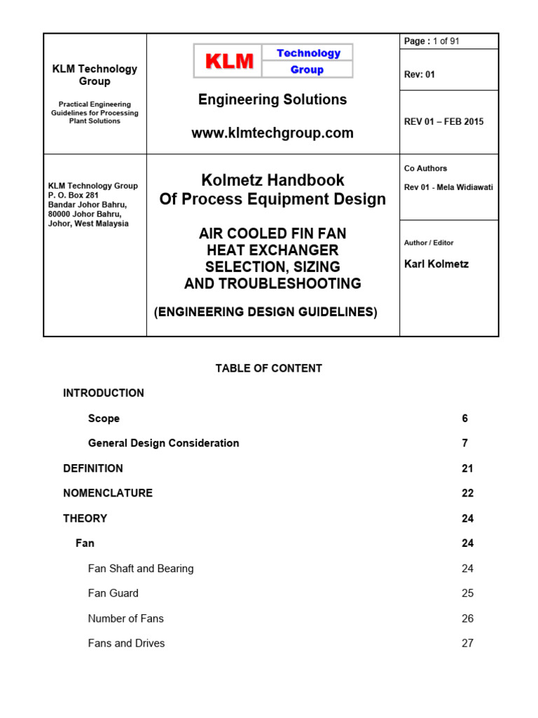 ENGINEERING DESIGN GUIDELINES Fin Fan Air Cooler Rev1.2web | PDF | Heat ...