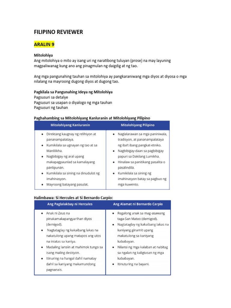 Filipino Reviewer | PDF