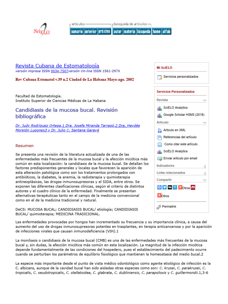 Candidiasis Bucal: Revisión y Tratamientos | PDF | Candidiasis ...