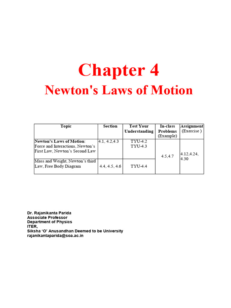 Chapter 4 Newton's Laws of Motion | Download Free PDF | Force | Newton ...