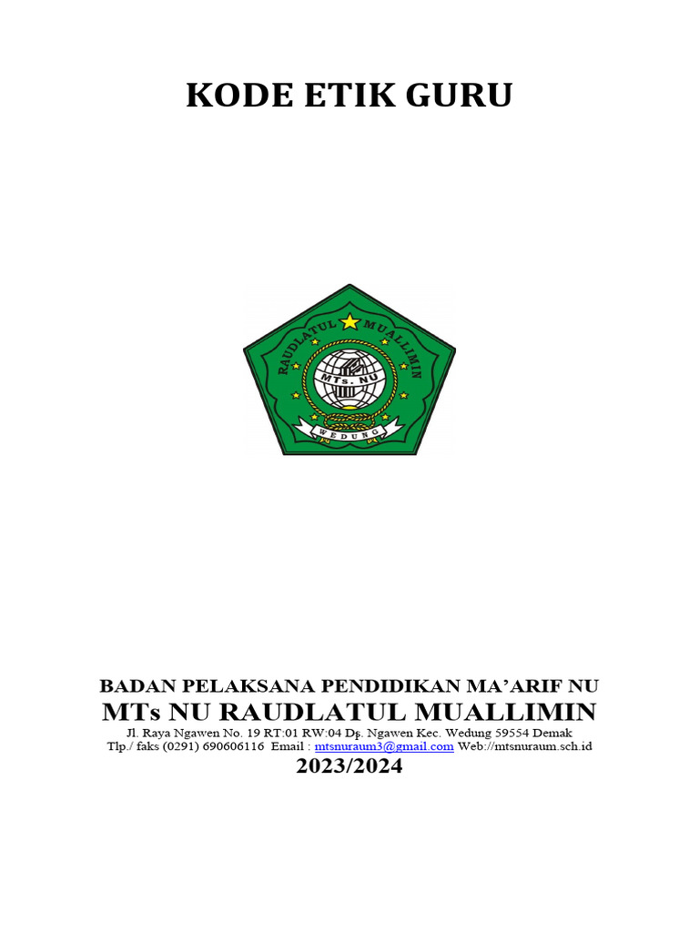 Kode Etik Guru Indonesia 2023 | PDF