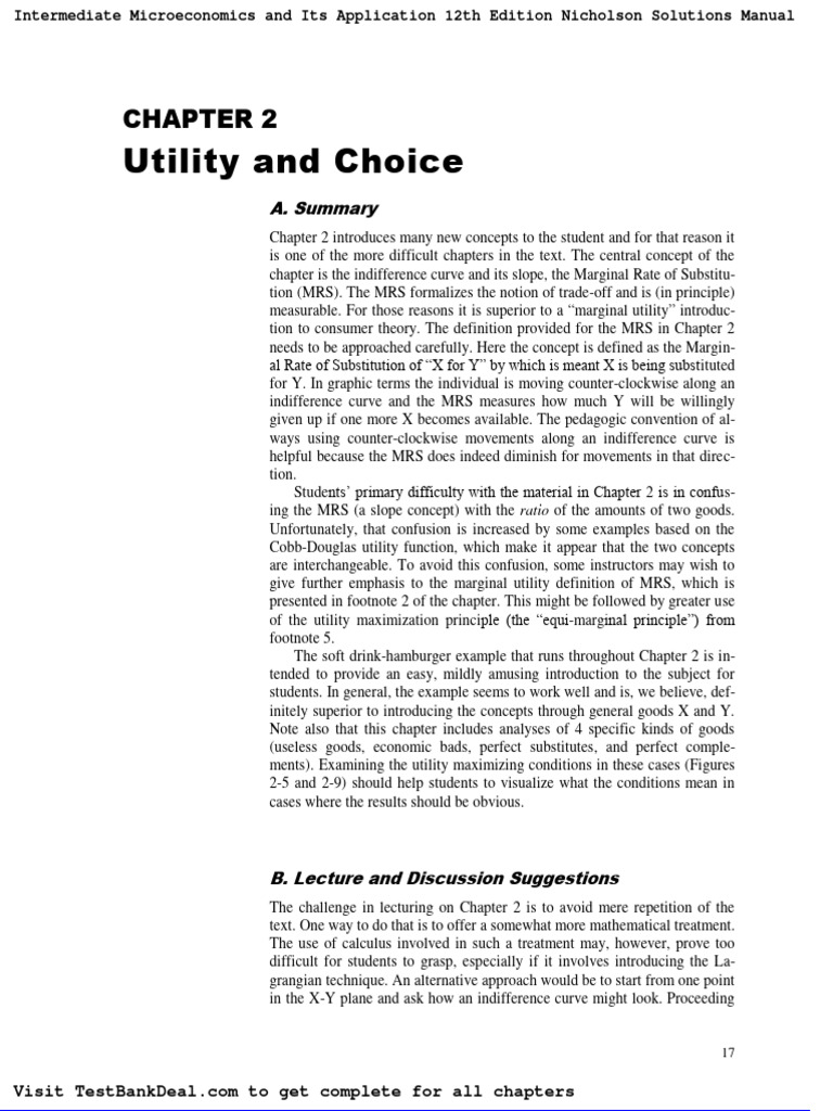 Intermediate Microeconomics and Its Application 12th Edition Nicholson Solutions Manual | PDF ...