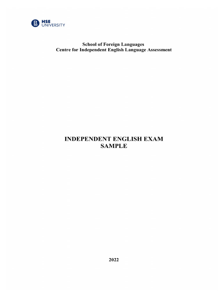 Sample - Independent English Exam | PDF