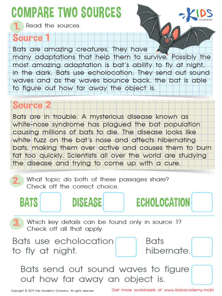 Grade 3 Compare Two Sources Worksheet | PDF