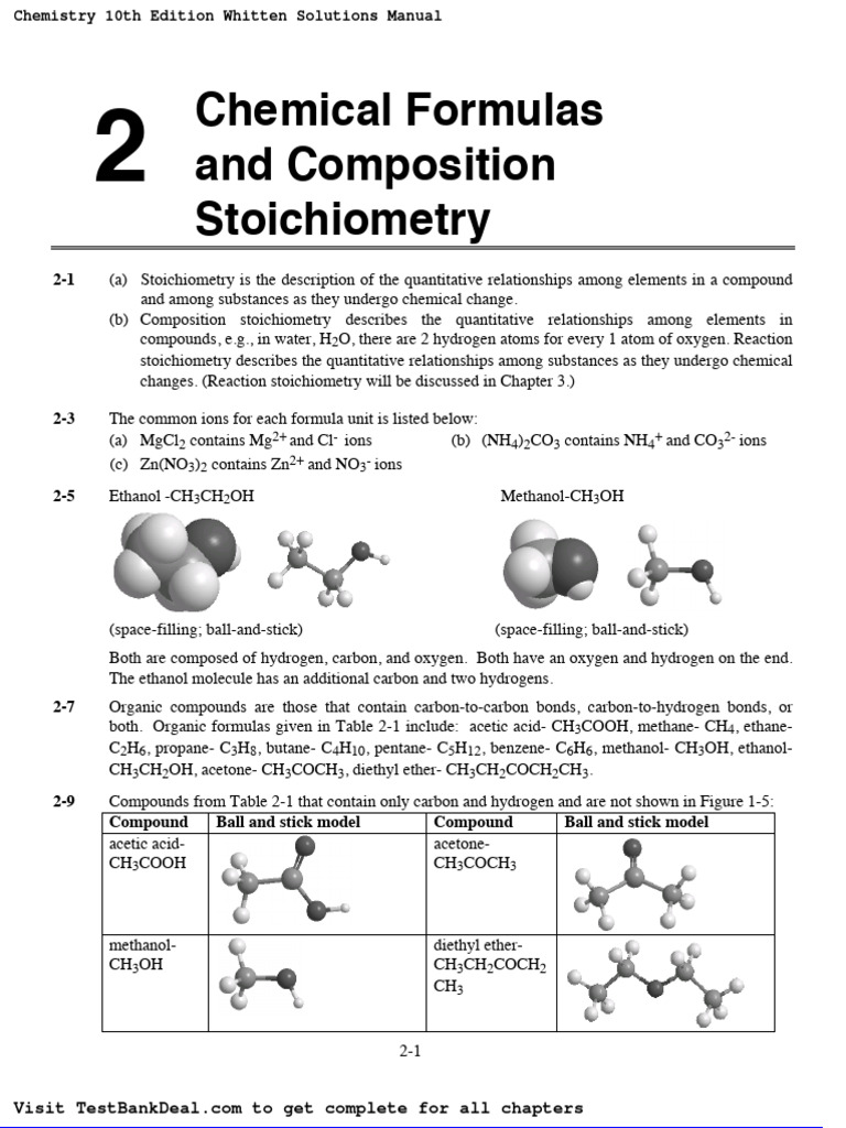 Chemistry 10th Edition Whitten Solutions Manual | PDF | Mole (Unit) | Ion