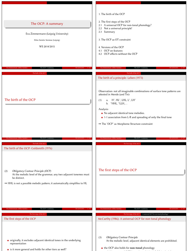 Zimmermann OCP Slides | Download Free PDF | Linguistics | Philology
