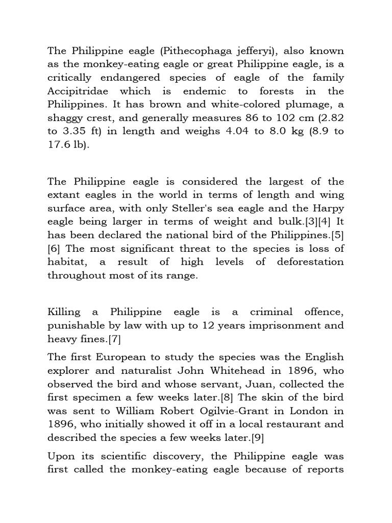 Philippine eagle | PDF | Predators | Birds