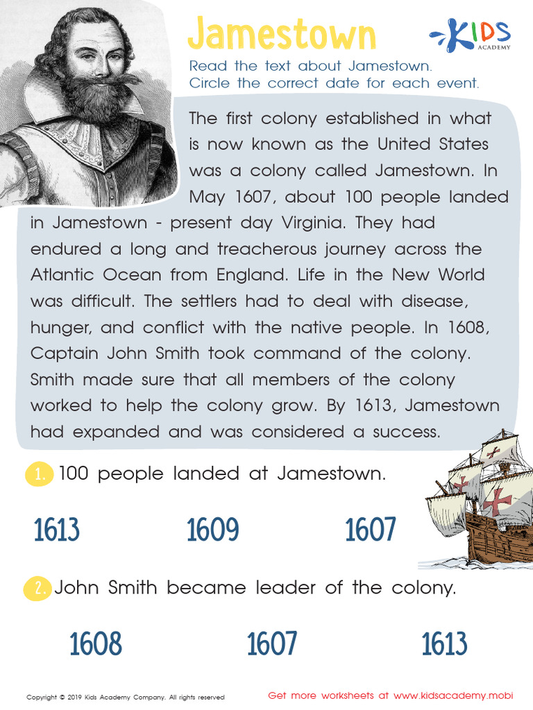 Grade 3 Jamestown Worksheet | PDF