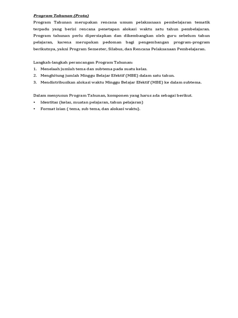 PROTA, PROMES, Dan PEMETAAN KD TEMATIK MI 2018 | PDF