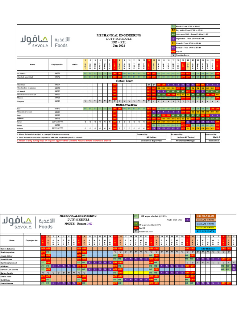 PKG Duty Schedule-jan-2024 (1) | PDF