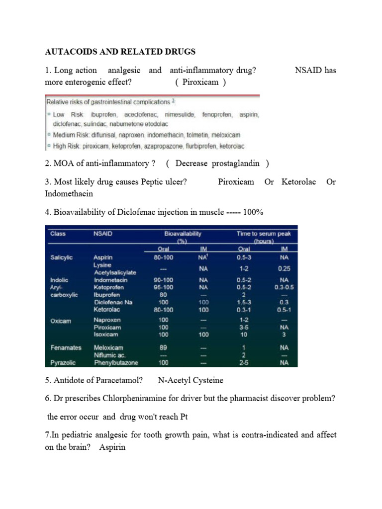 7. AUTACOIDS AND RELATED DRUGS | PDF | Nonsteroidal Anti Inflammatory ...