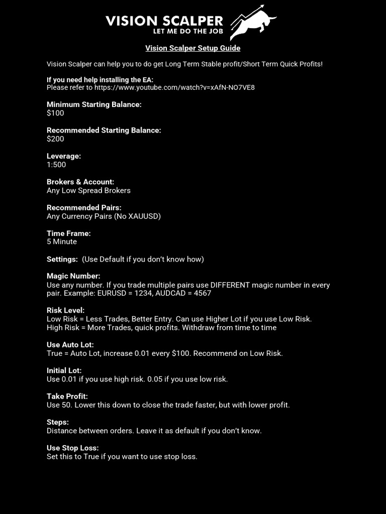 Vision Scalper EA Setup Guide | PDF