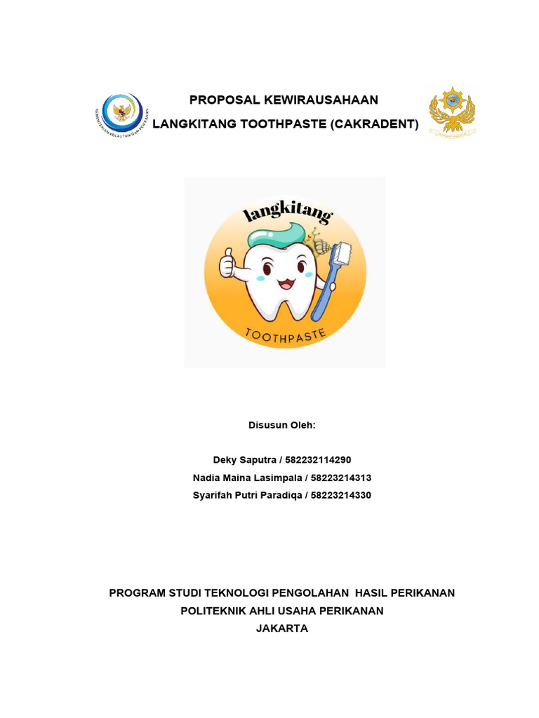 Proposal Bisnis Langkitang Toothpaste | PDF