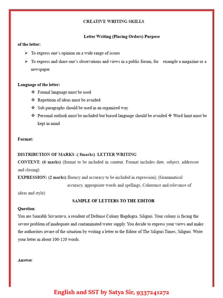 Writing Skills Letters and Paragraph | PDF