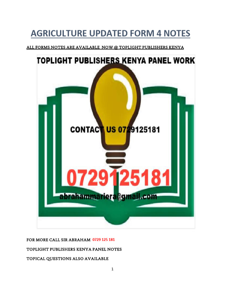 Agriculture Form 4 Notes | PDF | Chicken | Dairy