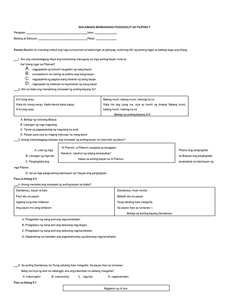 Filipino 7-Q2 2022-2023 | PDF