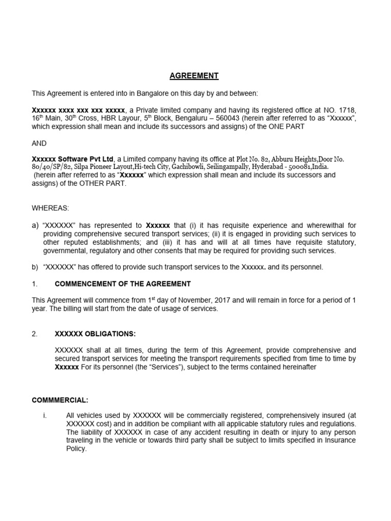 Agreement Format | PDF | Arbitration | Vehicles