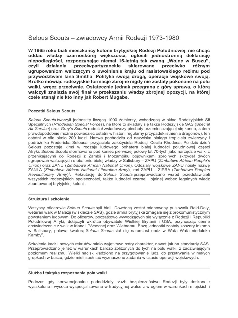 Selous Scouts | PDF