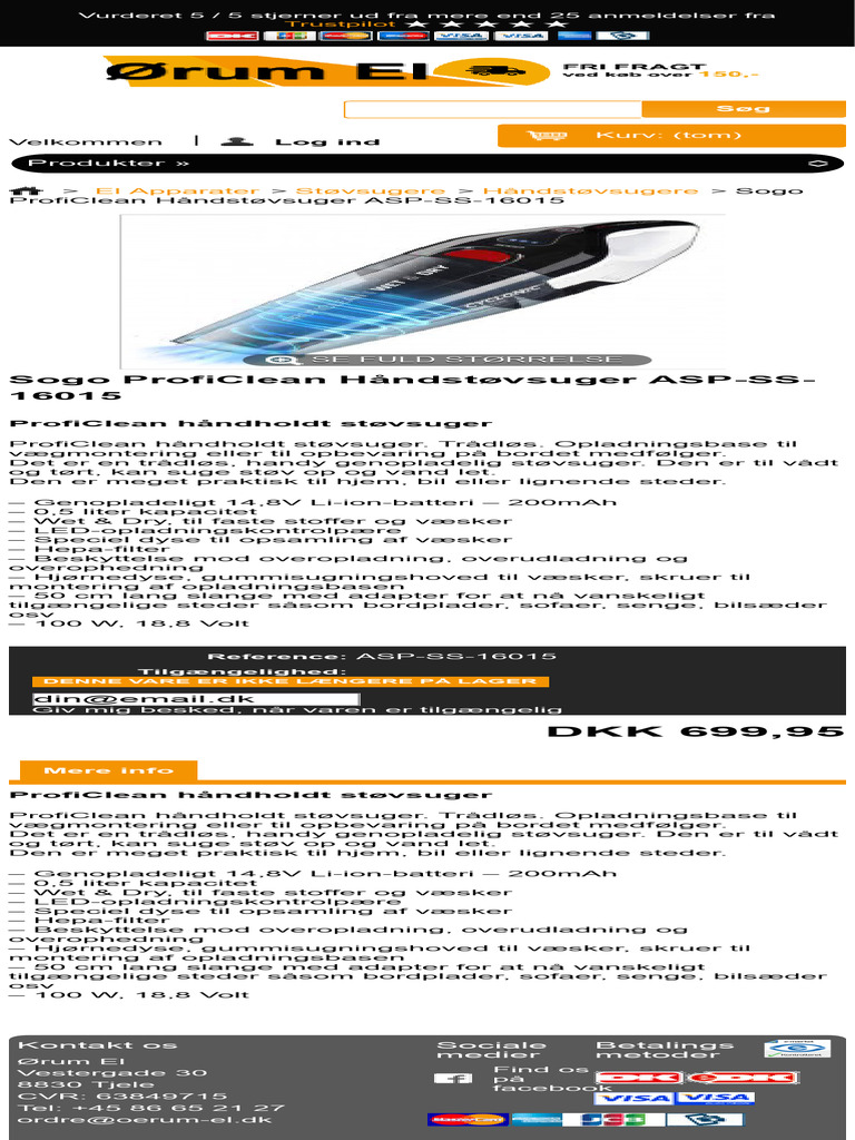 Sogo Proficlean Handstovsuger ASP Ss 16015 | PDF