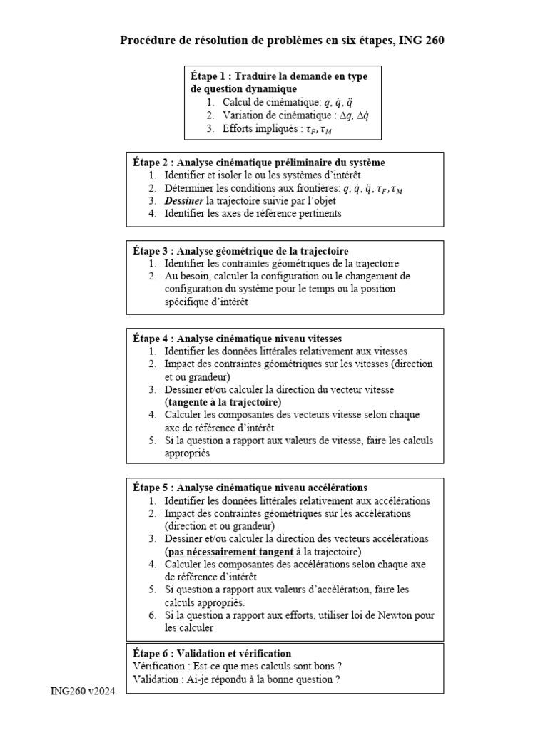 Résolution de problèmes en dynamique 6 étapes | PDF | Accélération ...