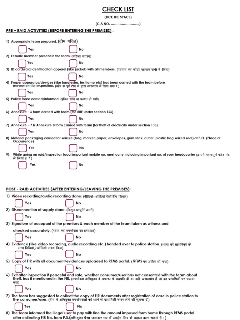 Checklist 13 TH | PDF