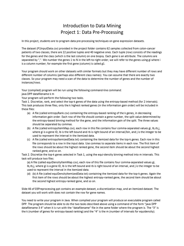 Introduction To Data Mining Project 1: Data Pre-Processing | PDF | Comma Separated Values ...