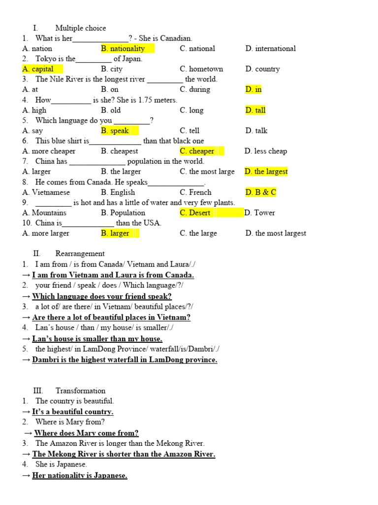 Unit 15 Answers Key | PDF