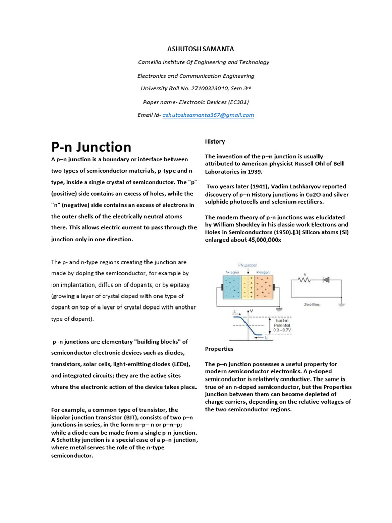 Understanding P-N Junctions in Semiconductors | PDF