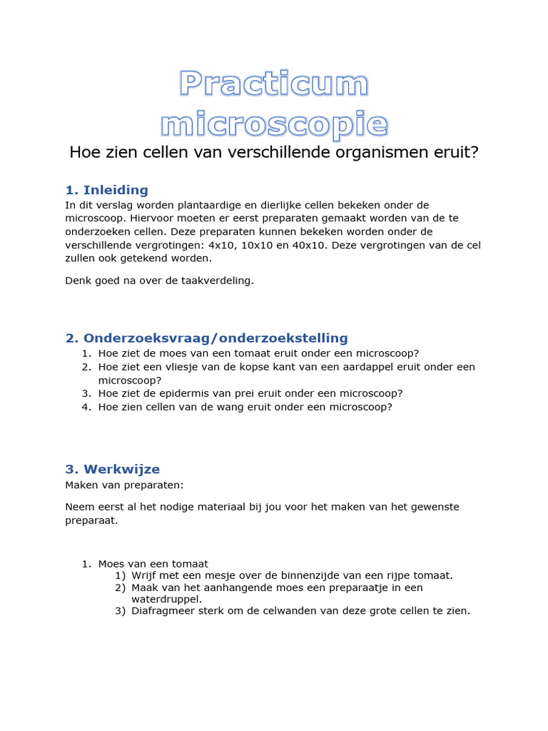 Practicum Microscopie - Hoe Zien Cellen Van Verschillende Organismen ...