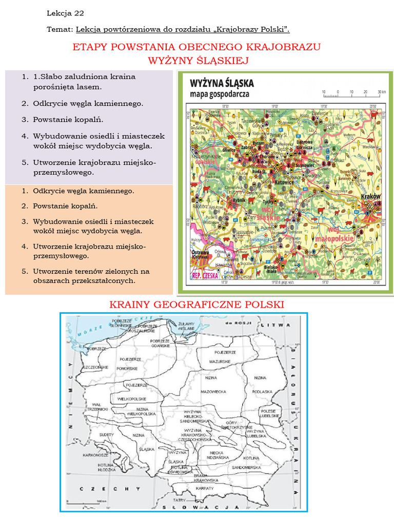 Lekcja 22 Lekcja Powtorzeniowa Dorozdzialu Krajobrazy Polski | PDF