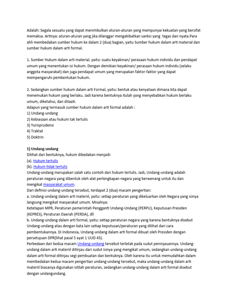 Sumber Hukum: Material dan Formal | PDF