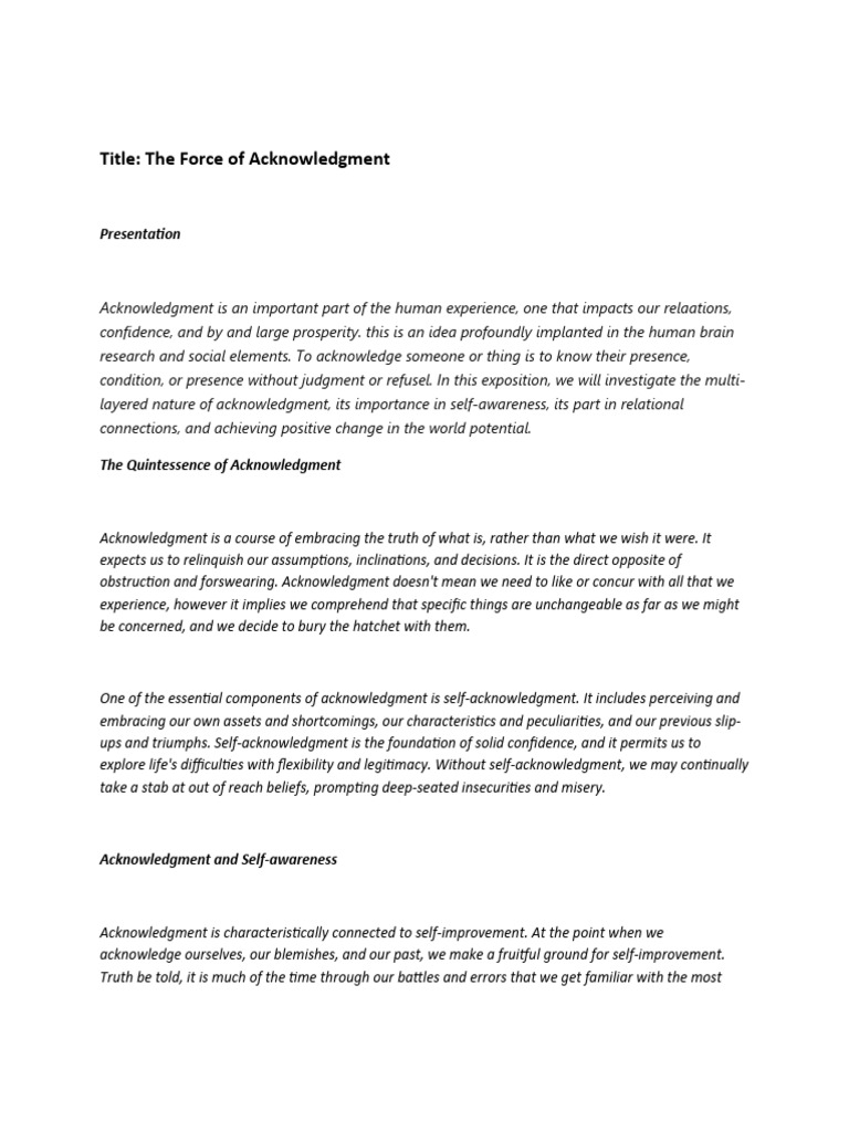 The Power of Acknowledgment | PDF