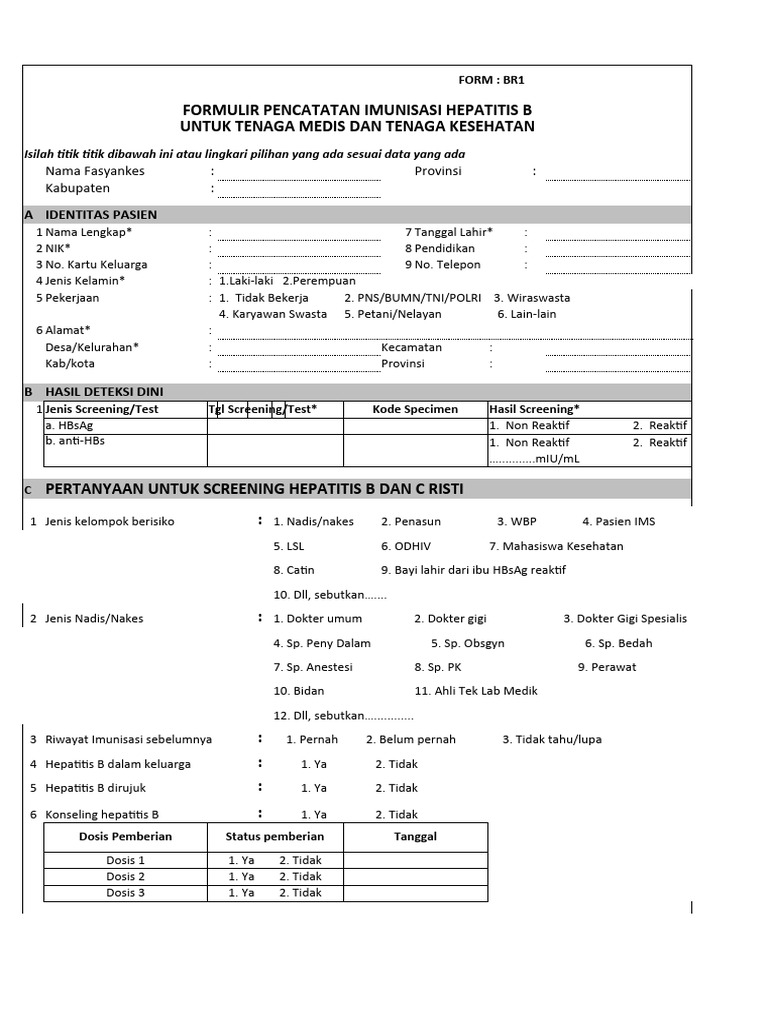 Form Skrining Dan Imunisasi Hep B | PDF
