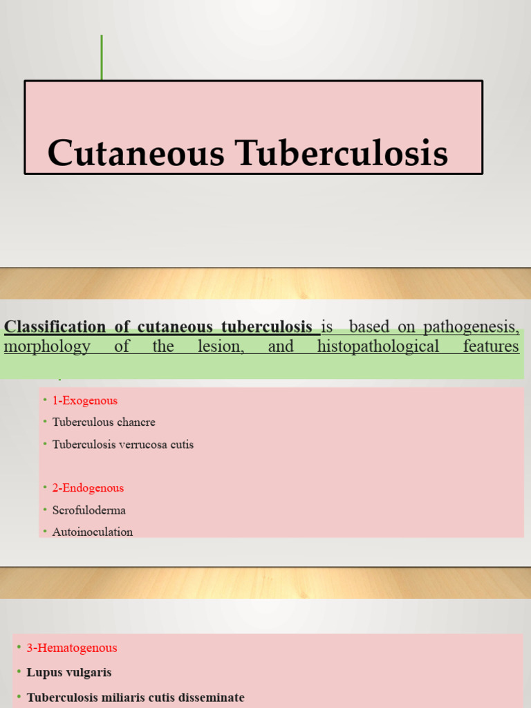 Classification of Cutaneous Tuberculosis | PDF