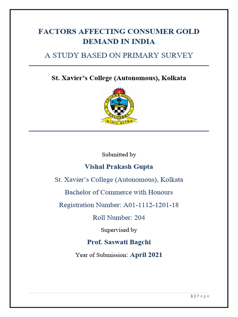 Factors Affecting Consumer Gold Demand in India | PDF | Elasticity ...