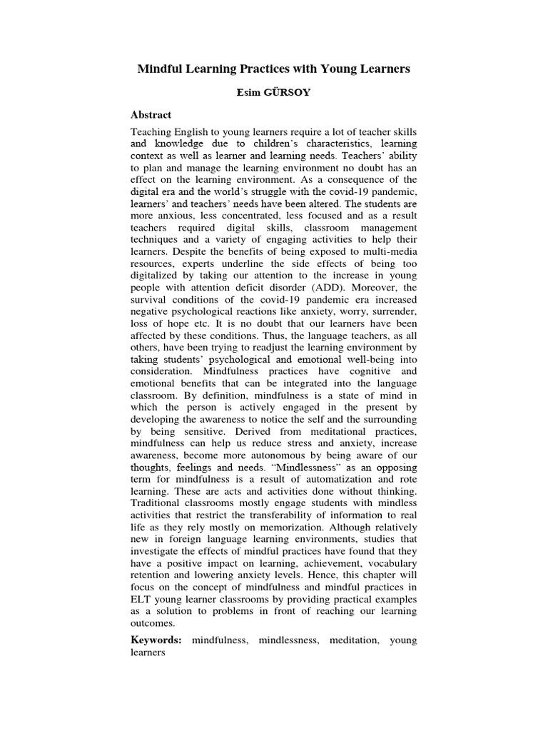Mindful Learning Practices With Young Learners | PDF | Mindfulness ...