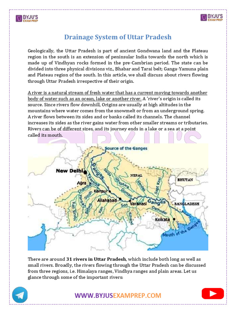 Drainage System of Uttar Pradesh | PDF | Physiographic Divisions ...